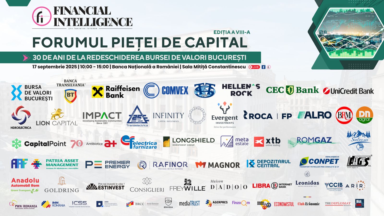 Financial Intelligence organizează cea de-a VIII-a ediție a FORUMULUI PIEȚEI DE CAPITAL, cu tema ...